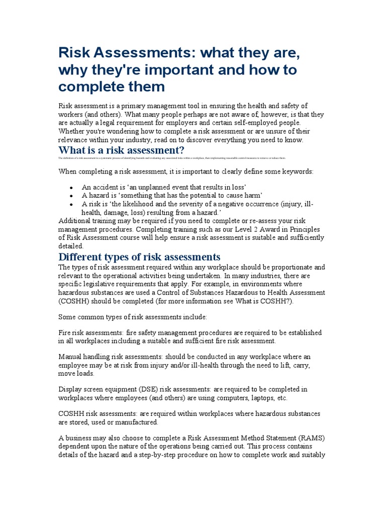 Risk Assessments: What They Are, Why They're Important and How To ...
