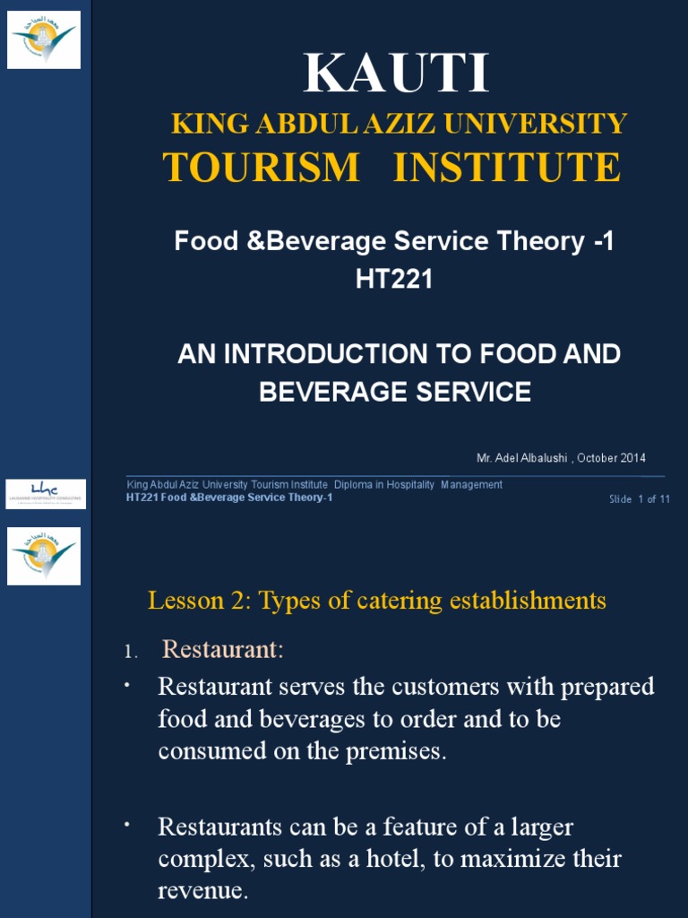 Lesson 2 Types of Catering Establishments Emailed | PDF | Foodservice ...