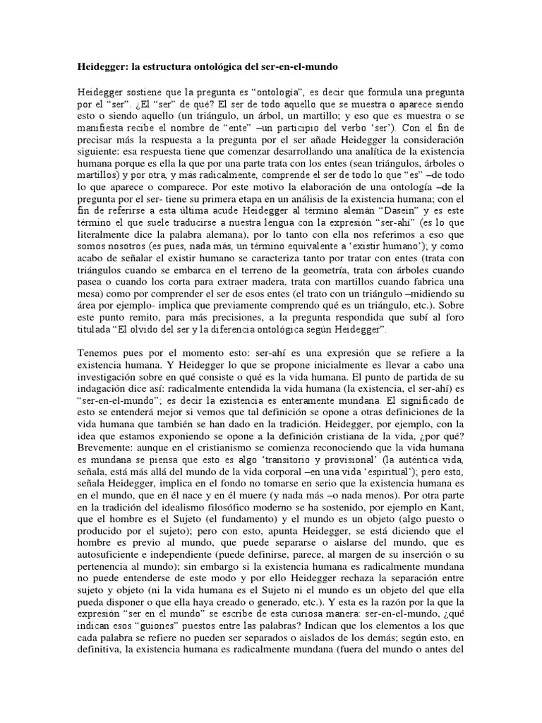 Heidegger+La+Estructura+Ontológica+Del+Ser en El Mundo | PDF