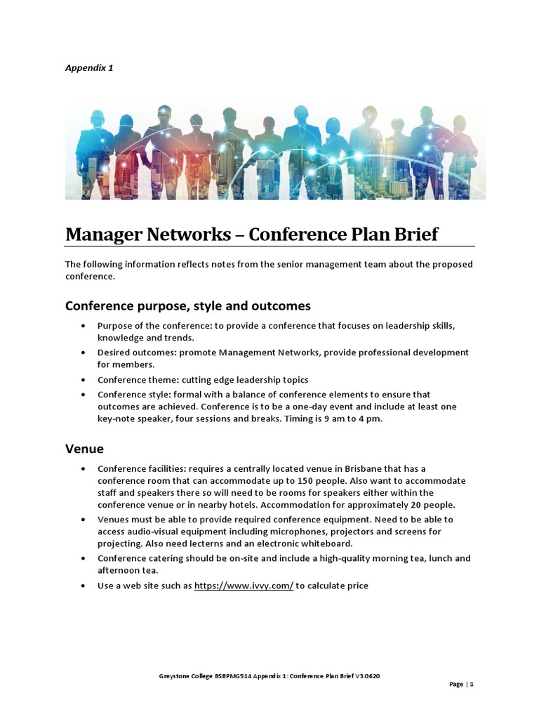 Appendix 1 - MN Conference Plan Brief V2.0620 | PDF | Business