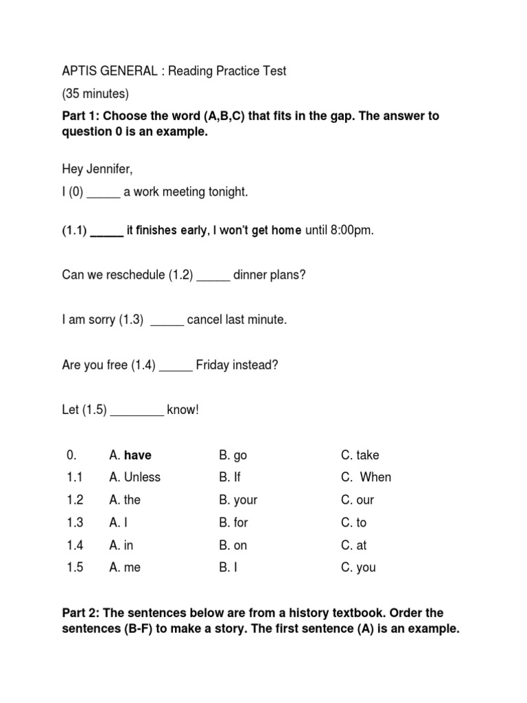 Aptis General - Aptis SV - Reading Test | PDF | Occupational Burnout ...