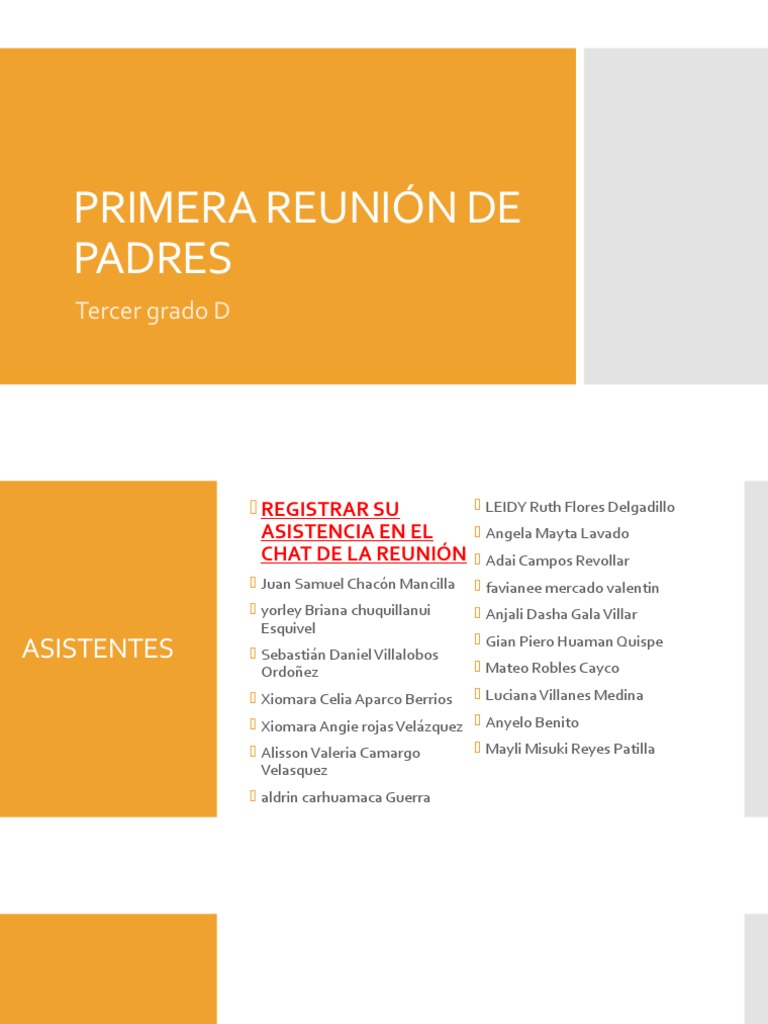 Primera Reunión de Padres | PDF