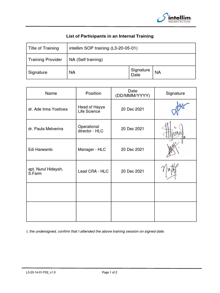 Training Log - Hayya Life Science - Self Training - HLC | PDF | Health ...