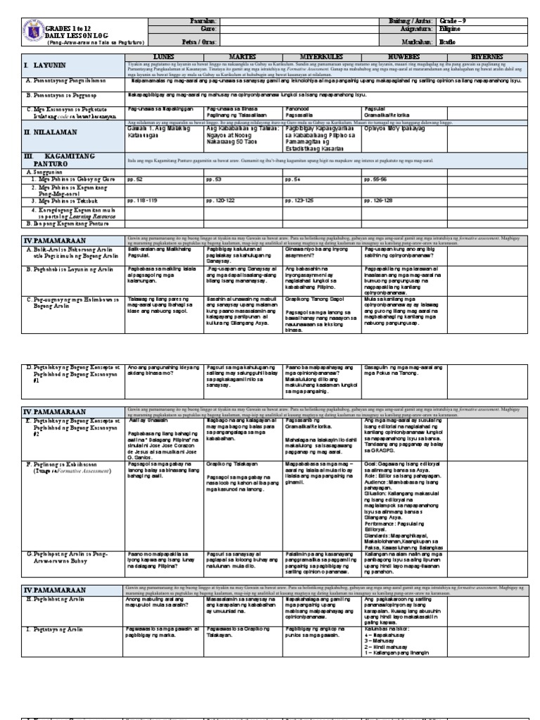 DLL_FILIPINO 9_Q2.1 | PDF