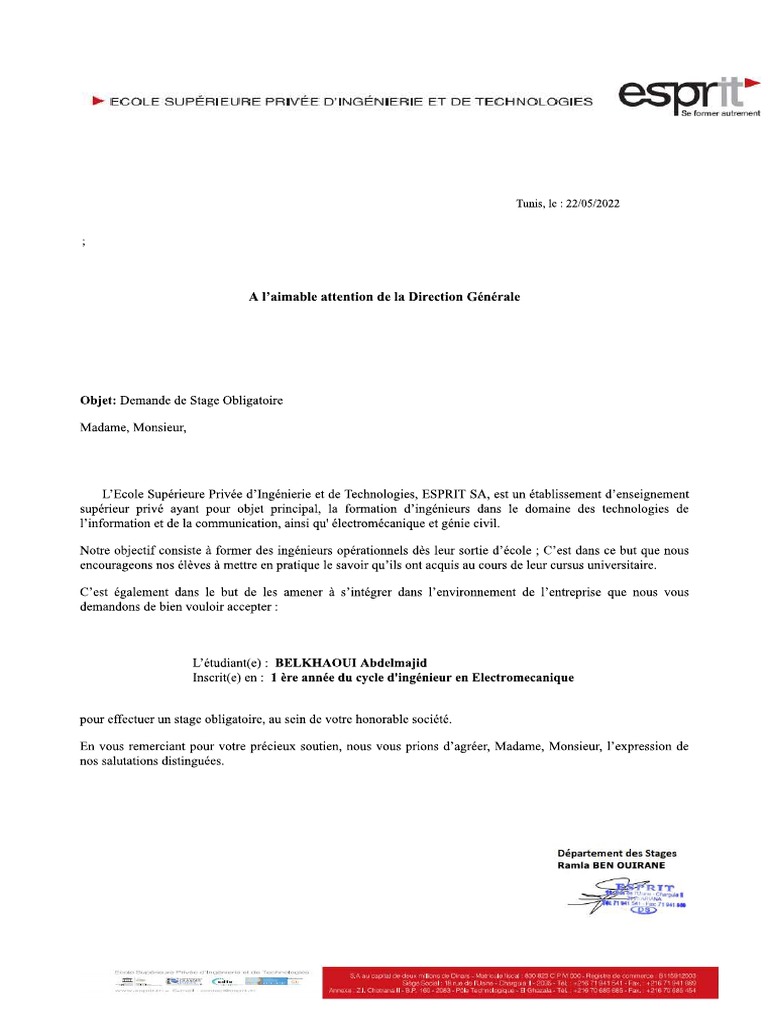 Demande de Stage | PDF