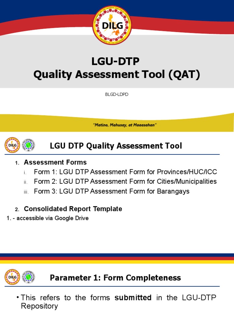 3 BLGD LGU DTP Quality Assessment Tool | PDF | Information Technology Management | Computing