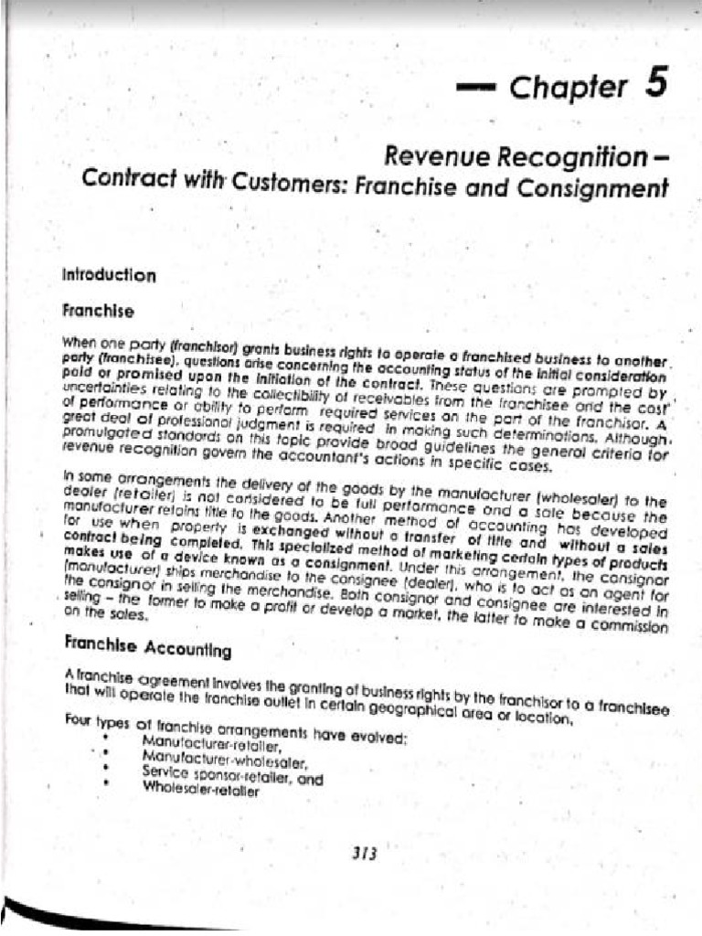 Chapter 5 Contract With Customers-Franchise and Consignment | PDF