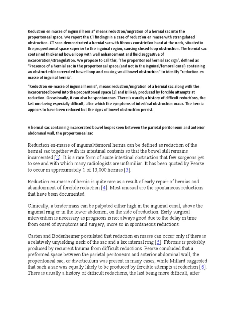 Reduction en Masse of Inguinal Hernia | Download Free PDF | Medicine ...