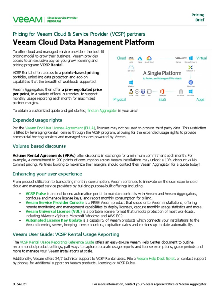 Veeam VCSP Pricing Overview 2021 | PDF | Cloud Computing | Virtual Machine