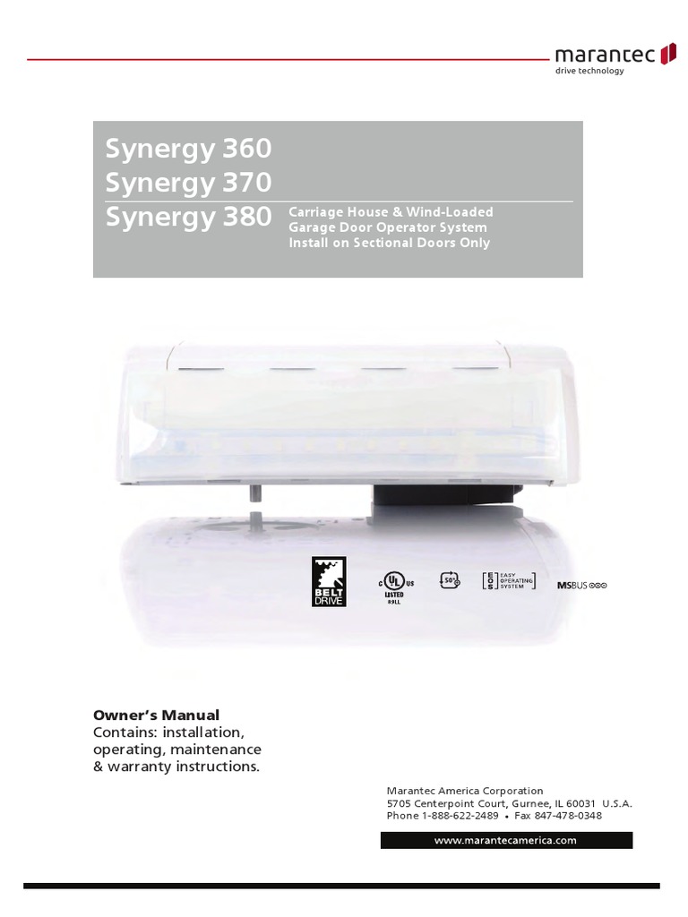 Marantec 300 Owners Manual | PDF | Door | Screw