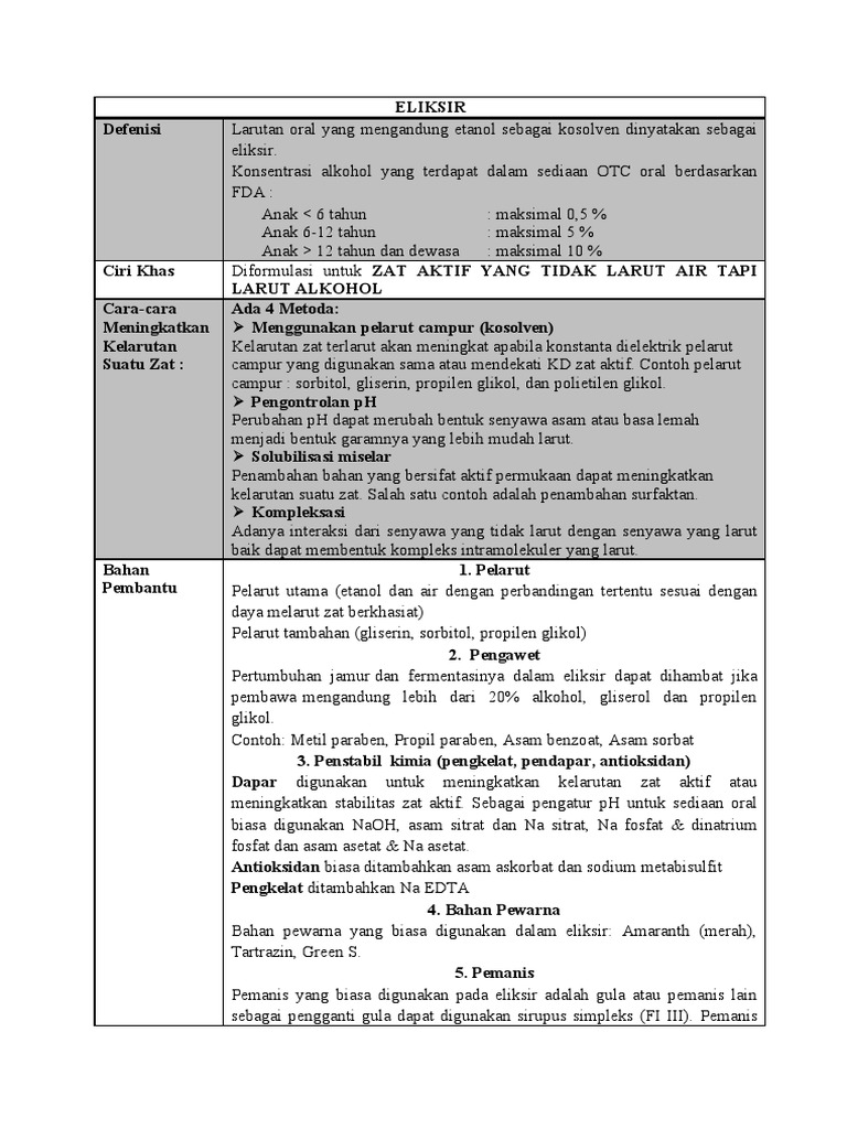 Panduan Formulasi Eliksir Oral | PDF | Kesehatan Holistik | Sains ...
