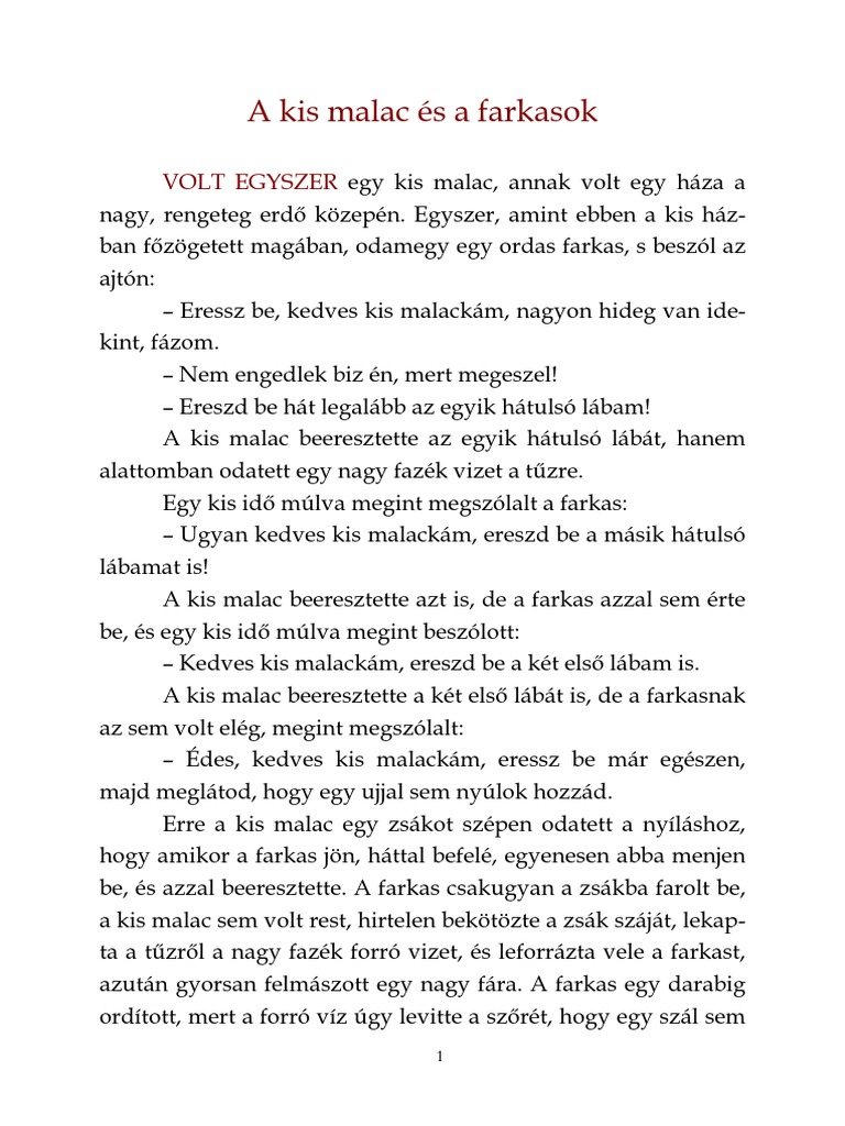 A Kis Malac Es A Farkasok | PDF