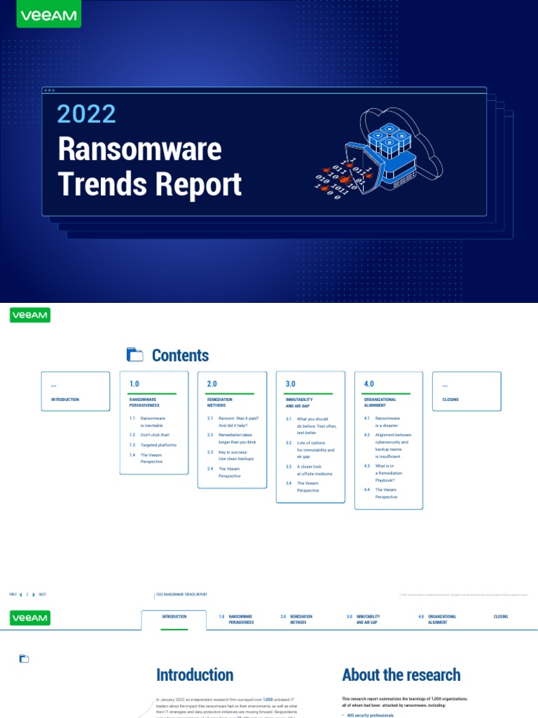 Veeam Ransomware Trends Report 2022 | PDF | Ransomware | Backup