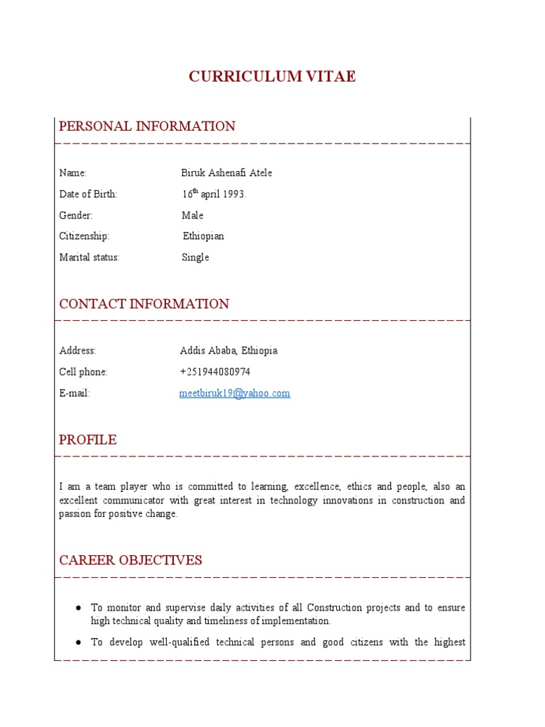 Curriculum Vitae: Personal Information | PDF