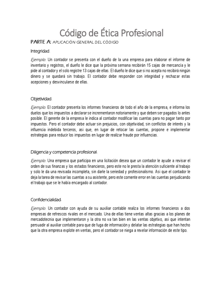Código de Ética Profesional Ejemplos | PDF | Contabilidad | Contador
