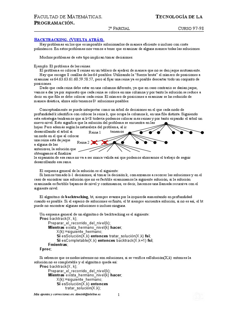 Backtracking | PDF | Matemáticas Aplicadas | Algoritmos y Estructuras ... Backtracking | PDF | Matemáticas Aplicadas | Algoritmos y Estructuras ...