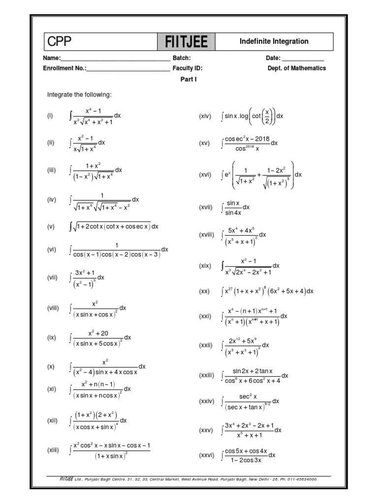 Indefinite Integration | PDF