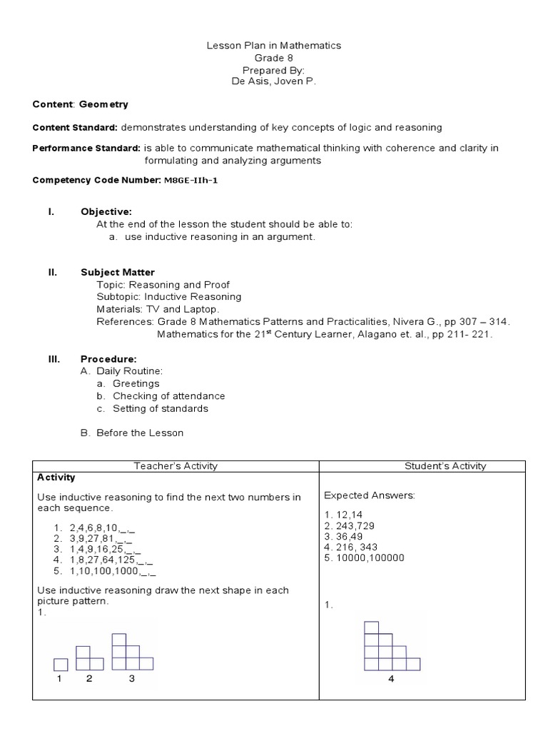 Lesson Plan in Mathematics | PDF