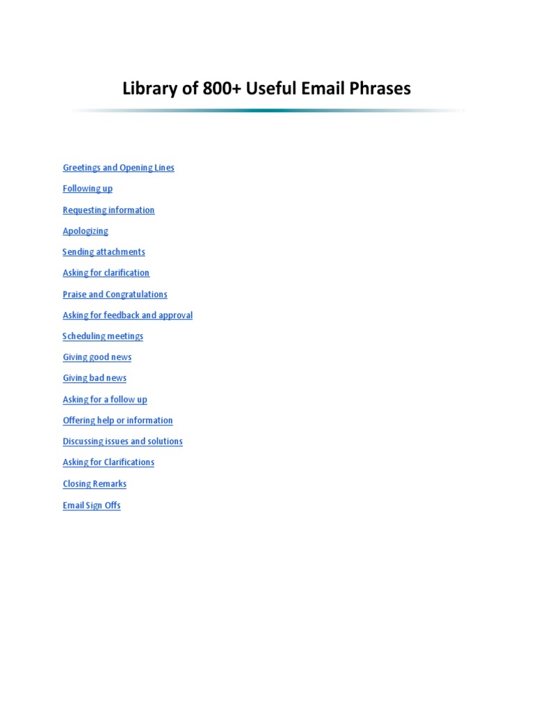 1.1 Library of 800+ Useful Email Phrases | PDF | Self-Improvement