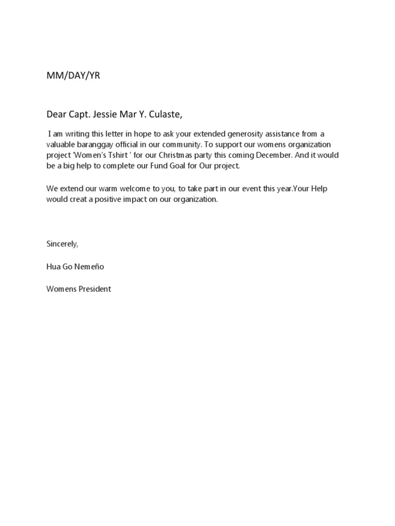 Solicitation Letter For Tshirt | PDF