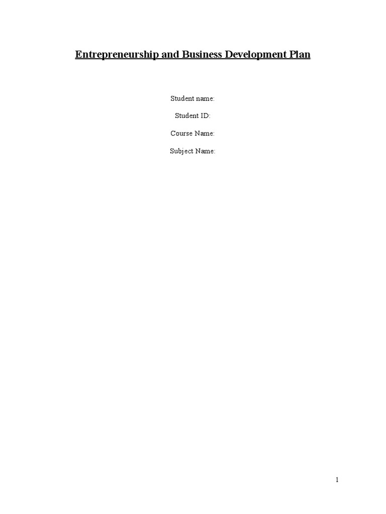 Entrepreneurship and Business Development Plan | PDF | Entrepreneurship ... Entrepreneurship and Business Development Plan | PDF | Entrepreneurship ...