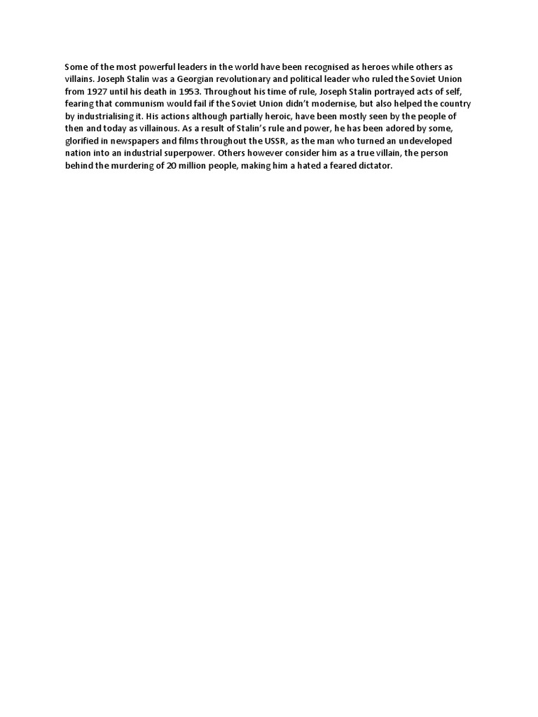 Joseph Stalin: Hero or Villain? | PDF | Social Science | History