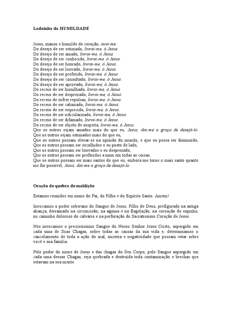 Ladainha Da HUMILDADE | PDF | Jesus