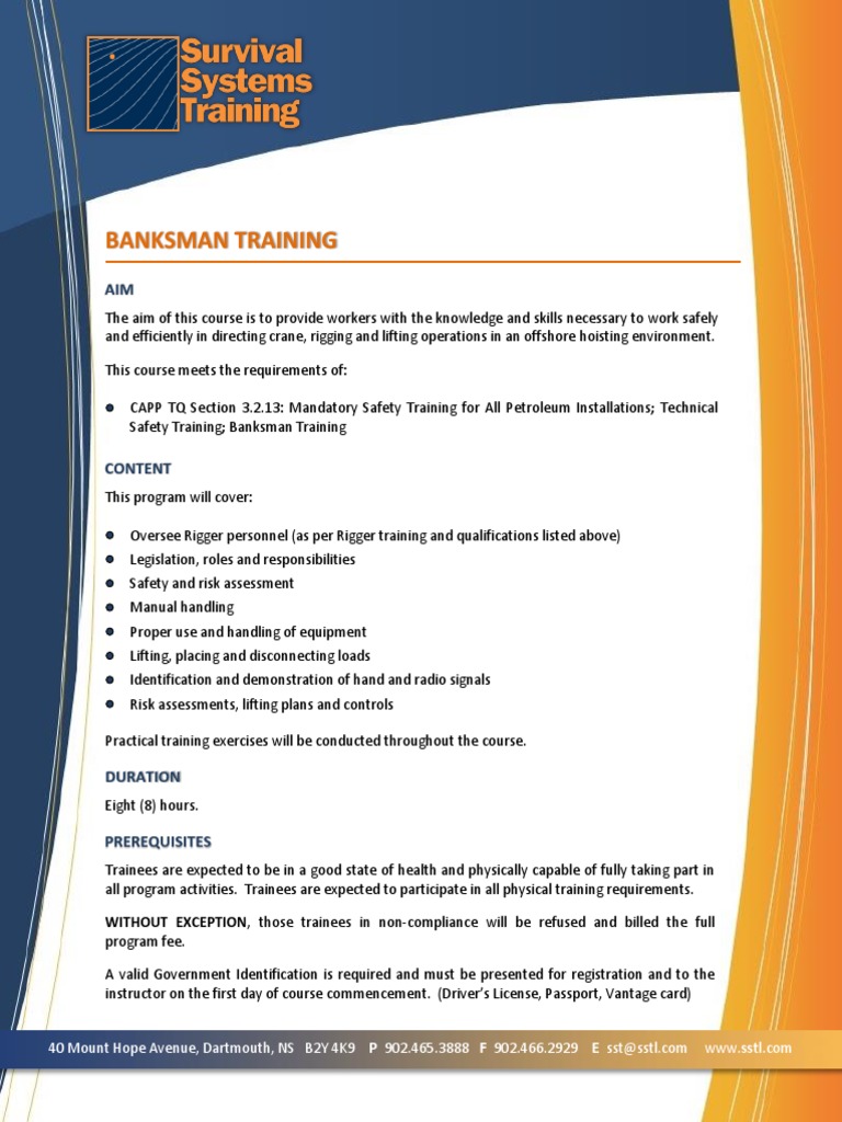 Offshore Hoisting Safety: An Introduction to Banksman Training | PDF | Identity Document | Fee
