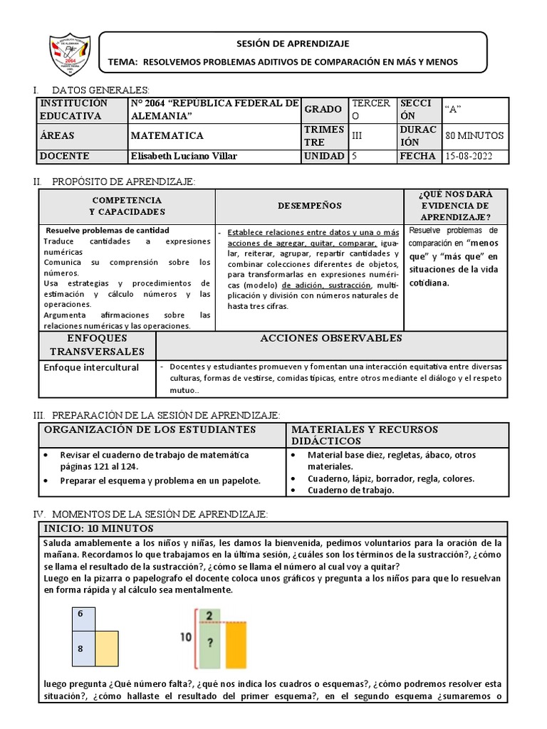 Problemas de Comparación en Más y Menos | PDF | Aprendizaje