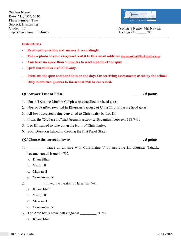 Instructions:: Q1/ Answer True or False. - / 6 Points | PDF | Tang Dynasty