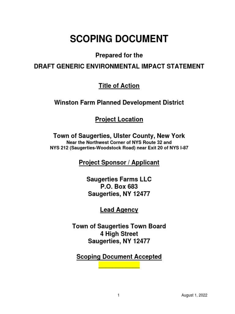 Winston Farm Scoping Document August 2022 | PDF | Environmental Impact ...