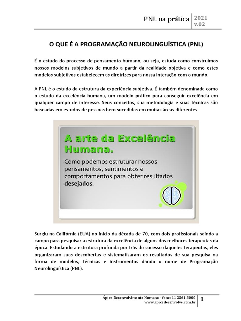 Apostila PNL Na Prática (V.2) | PDF | Programação neurolinguística ...