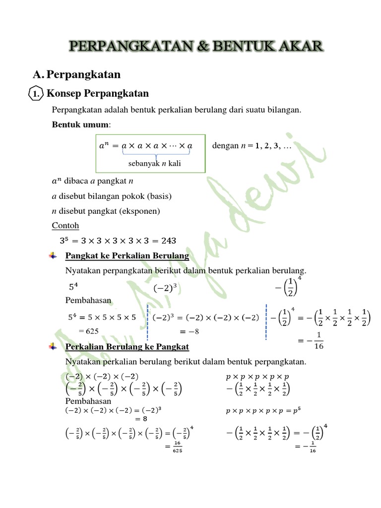 Perpangkatan Matematika SMP Kelas 9 | PDF