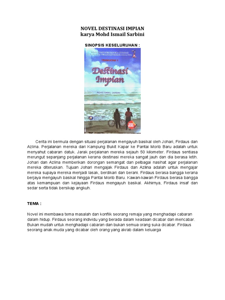 Novel Destinasi Impian Karya Mohd Ismail Sarbini: Sinopsis Keseluruhan | PDF