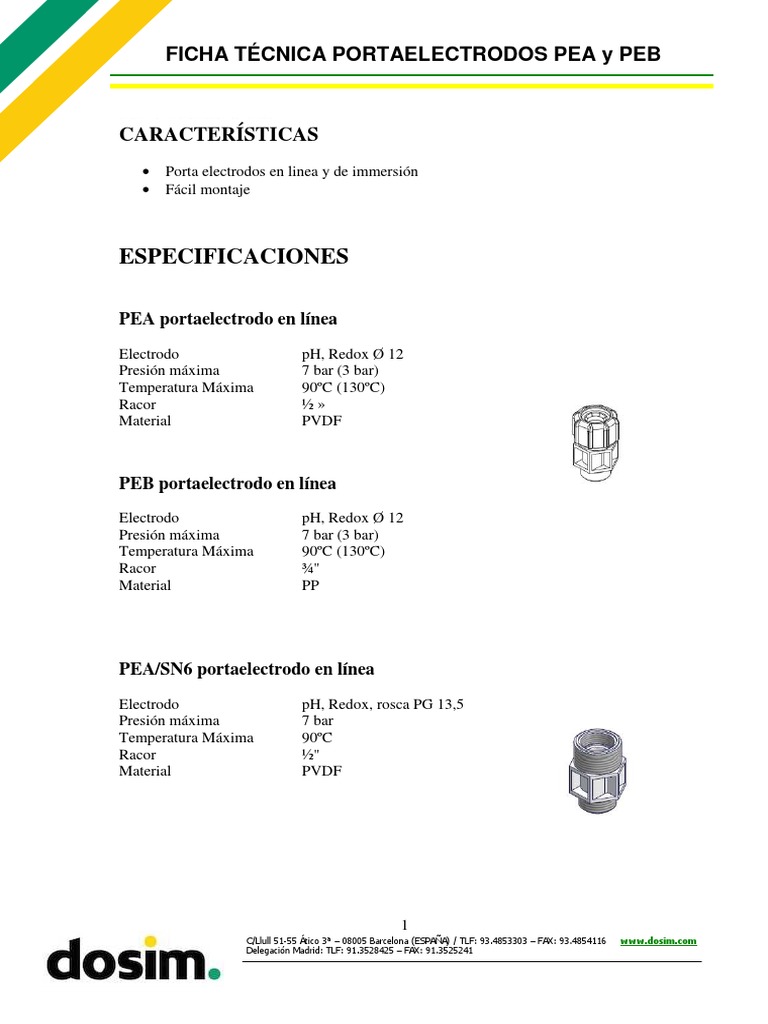 Data - Sheet - Portaelectrodes - Pea Peb | PDF