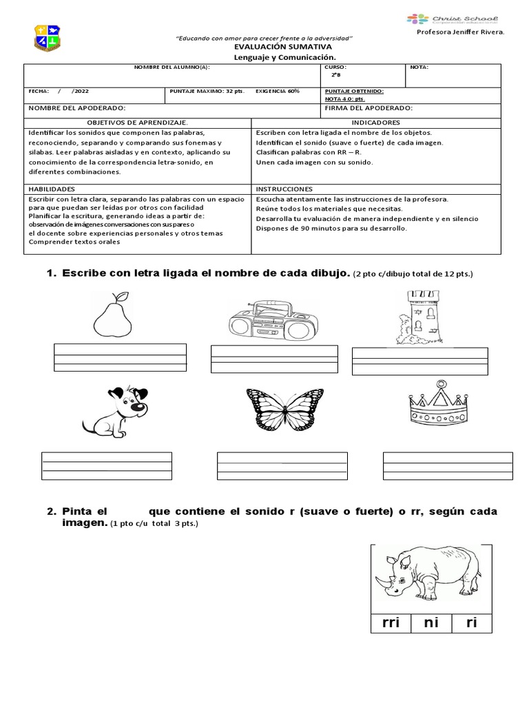 EVALUACIÓN Letra R | PDF | Evaluación | Comunicación humana