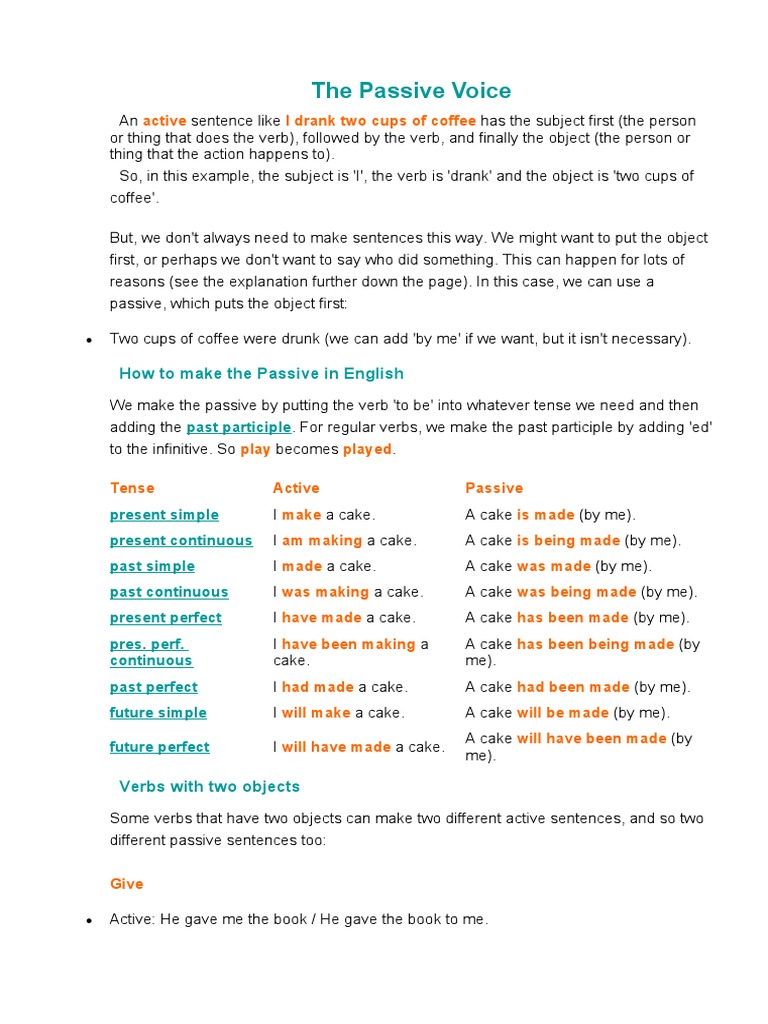 The Passive Voice | PDF | Verb | Language Mechanics