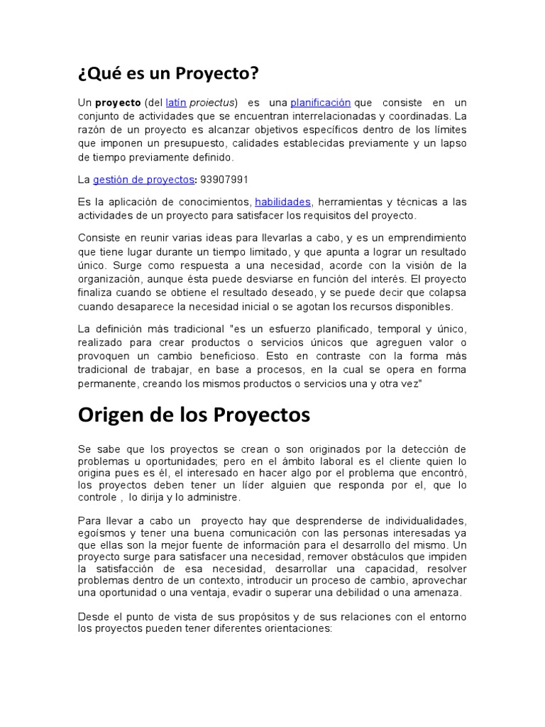 Qué Es Un Proyecto | PDF