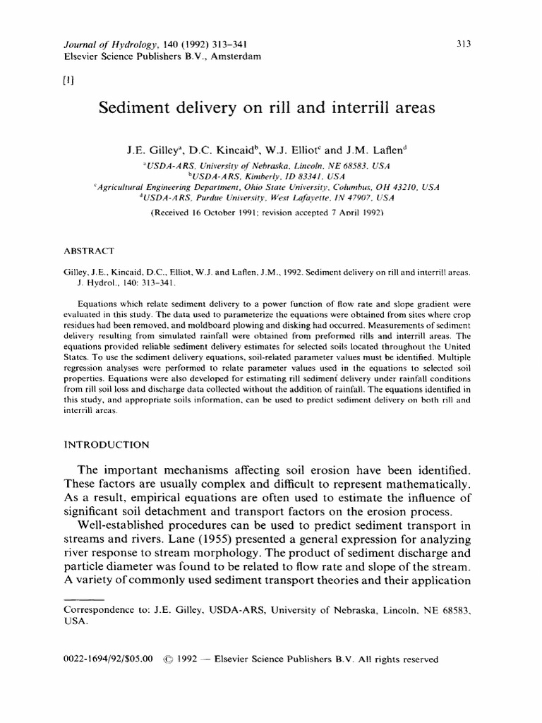 S e D I M e N T Delivery On Rill and Interrill Areas | PDF | Soil ...