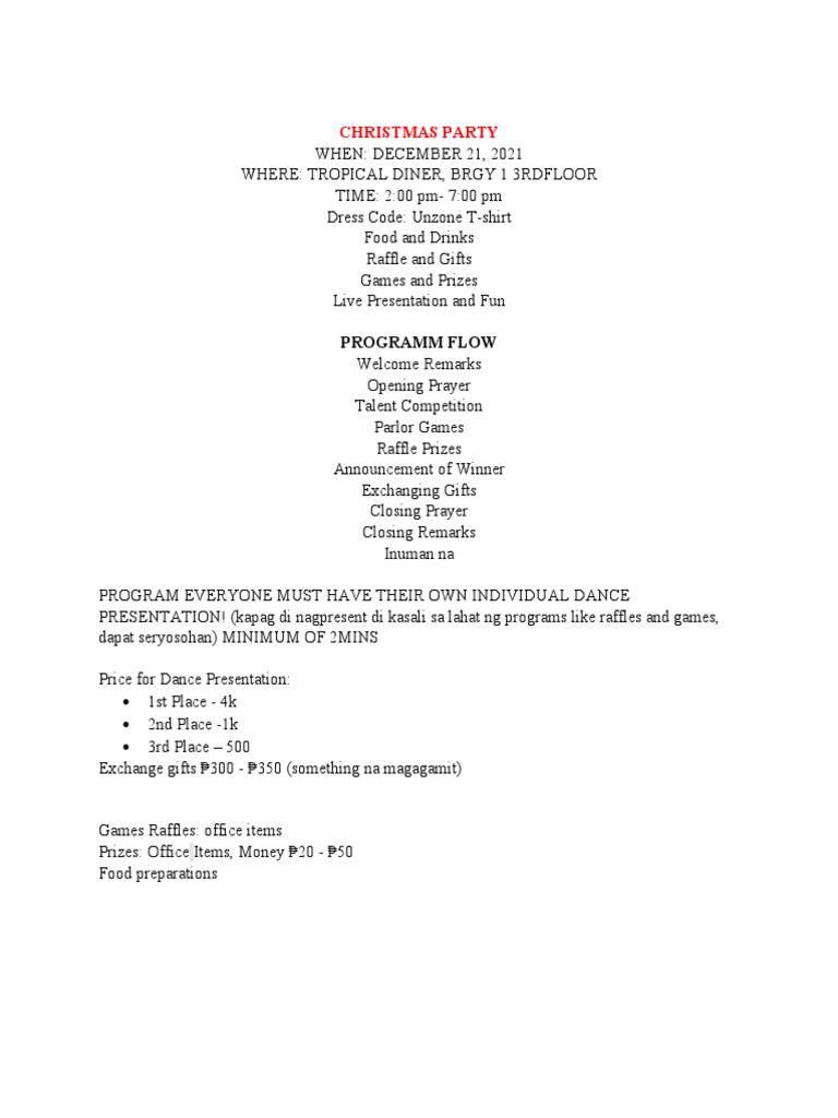 Christmas Party: Programm Flow | PDF