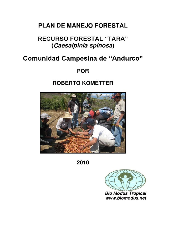 Plan de Manejo Forestal Recurso Forestal Tara | PDF