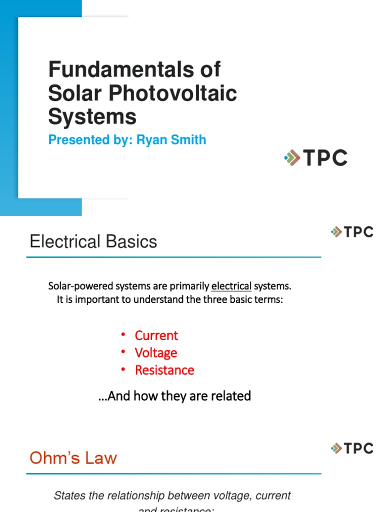 Fundamentals of Photovoltaic Systems TPC Presentation | PDF | Solar ...