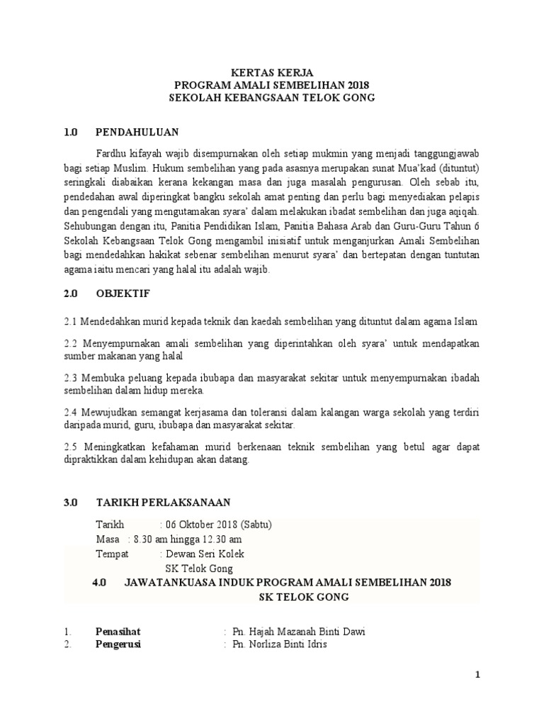 Kertas Kerja Program Amali Sembelihan | PDF