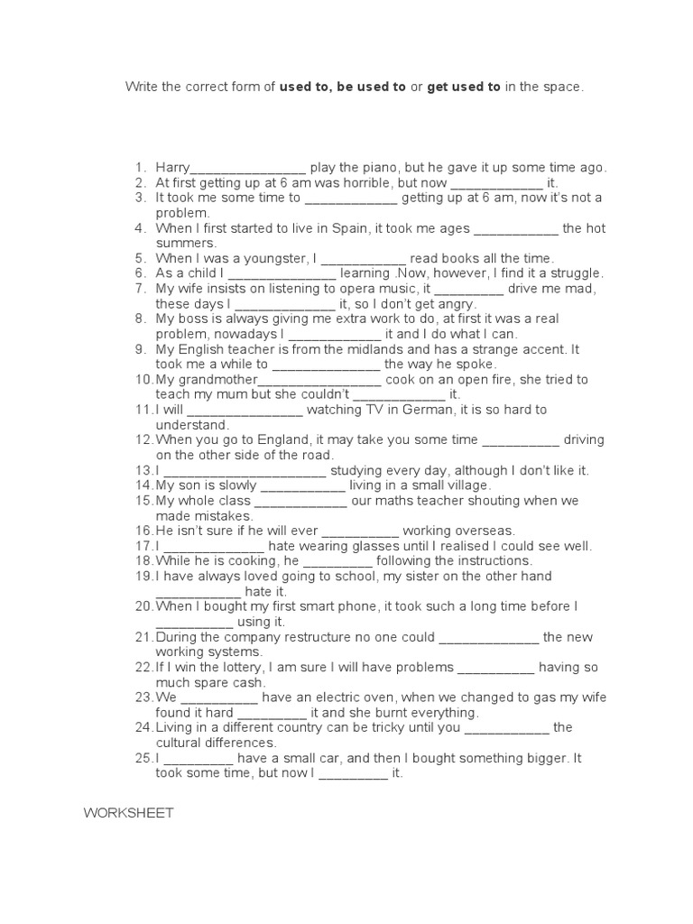 Use To, Be Used To, Get Used To. | PDF | Language Arts & Discipline