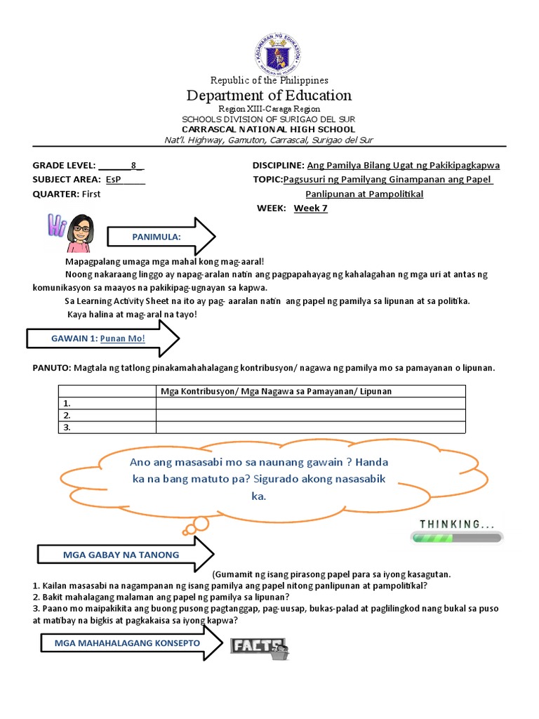 CMG-Worksheet - Esp 8-Wek 7 Q1 | PDF