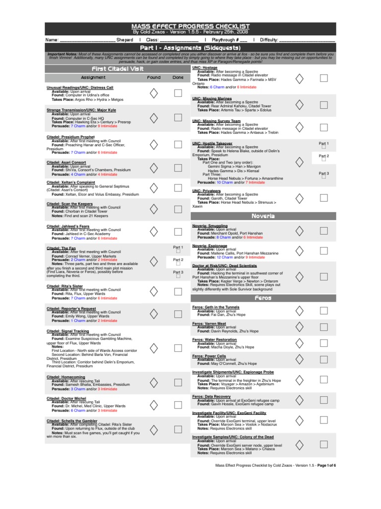 Mass Effect Checklist Pdf Nature 5560