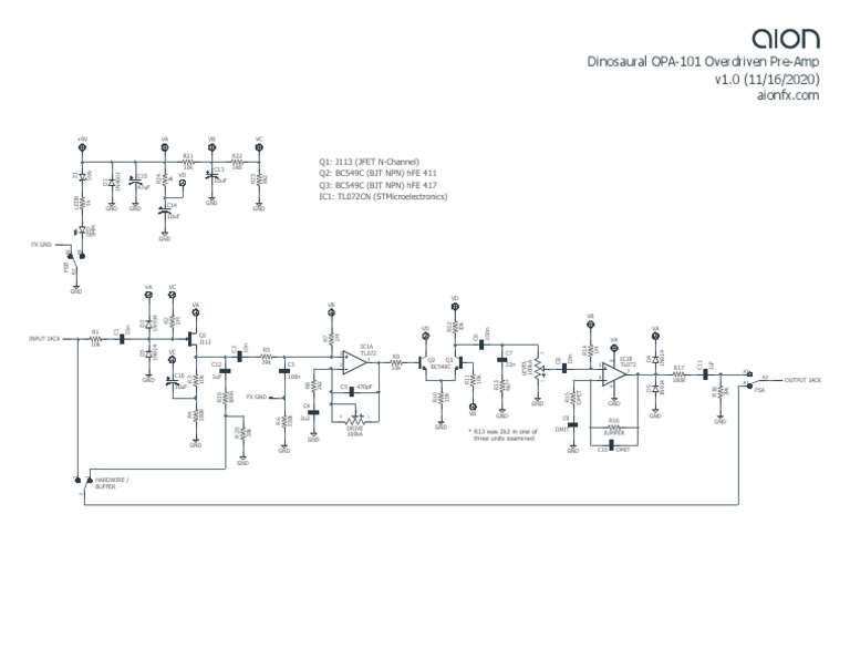 Dinosaural OPA-101 Preamp Schematic | PDF