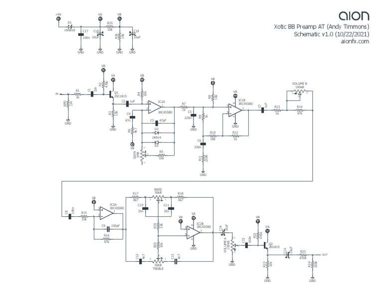 Xotic BB Preamp Andy Timmons - Schematic | PDF