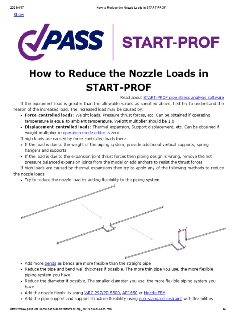 How To Reduce The Nozzle Loads in START-PROF | PDF | Pipe (Fluid Conveyance) | Applied And ...