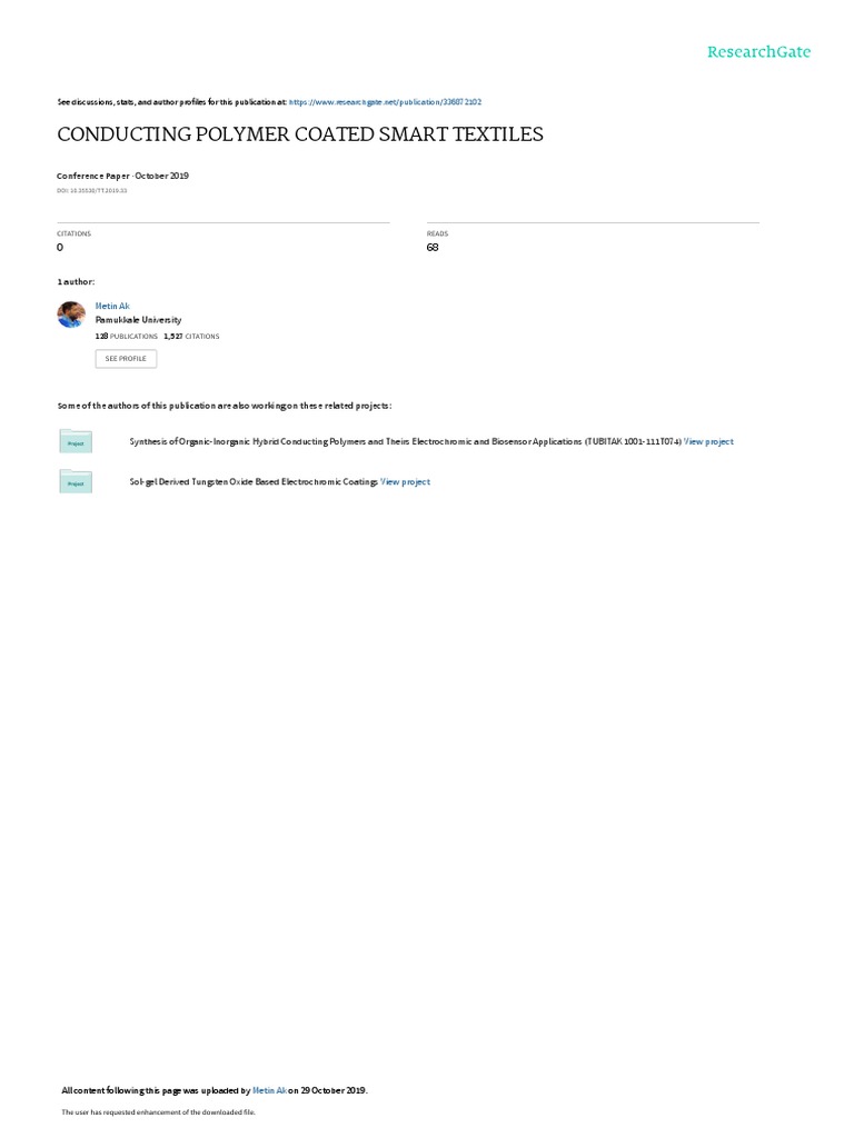 Conducting Polymer Coated Smart Textiles: October 2019 | Descargar ...